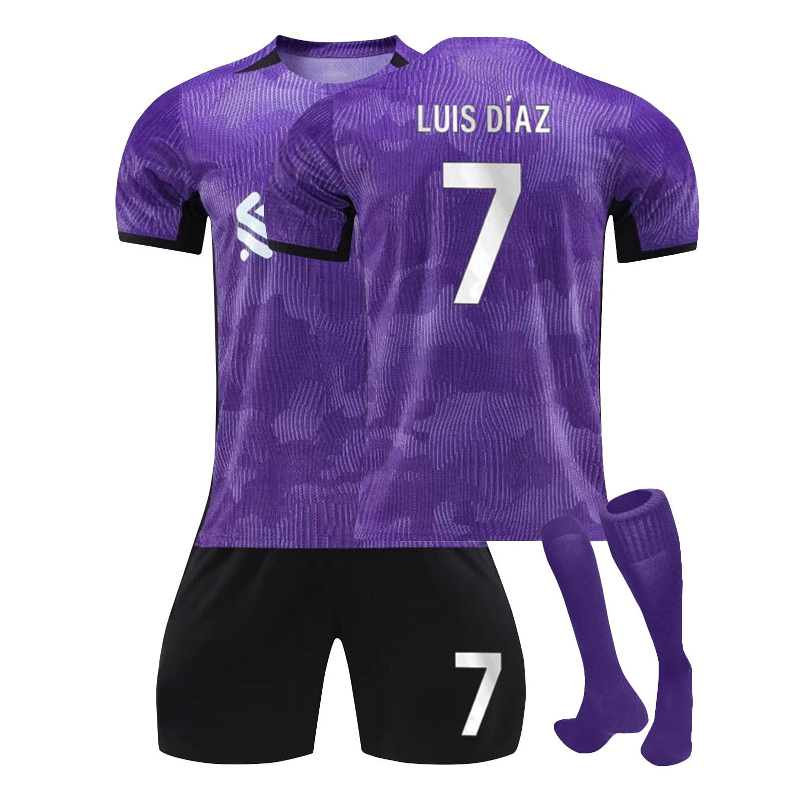 Sien 2324 Liverpool Soccer League Second Away Game Soccer Jersey, Deep Purple #7 LUIS DIAZ Short ...