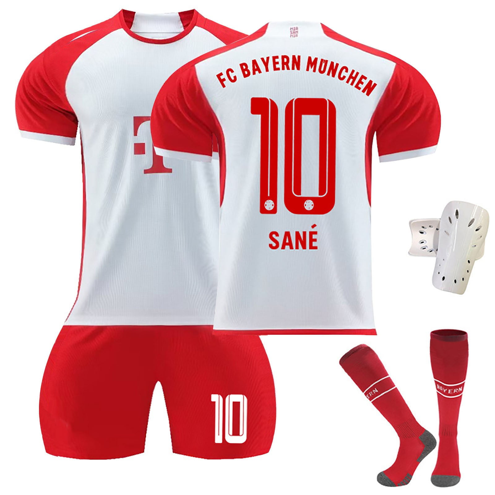 Sien 2324 Munich Soccer Team Home Game Red and White Soccer Jersey, #10 SANE Short Sleeve Crisp ...