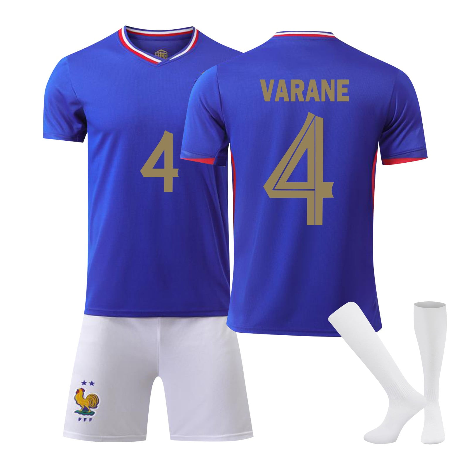 Sien 2425 French National Team Home Game Deep Blue Soccer Jersey, #4 ...