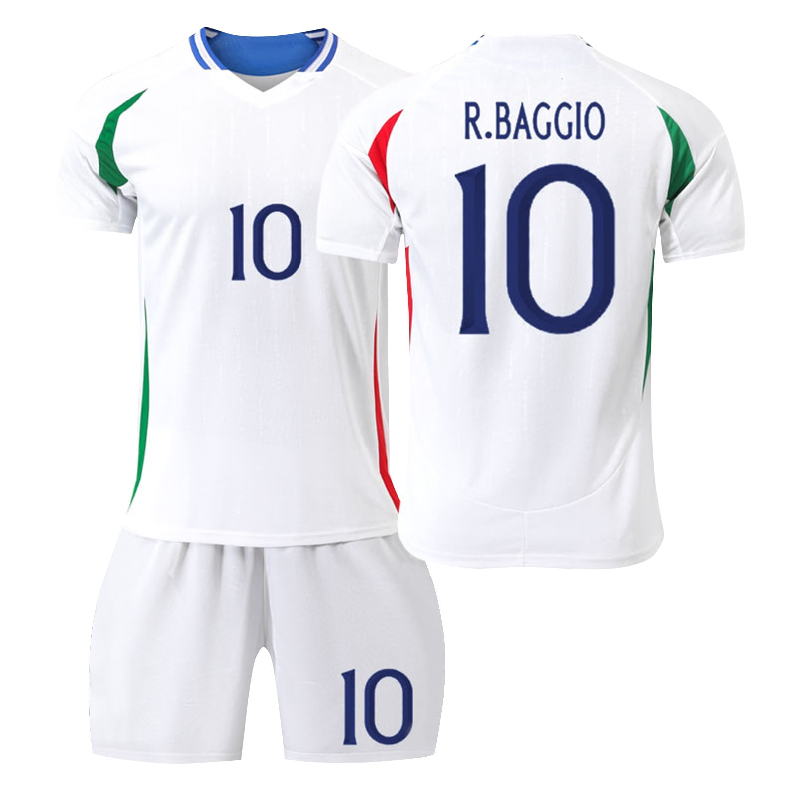 Sien 2425 Italy National Team Away Game White V Neck Soccer Jersey, #10 R.BAGGIO Short Sleeve ...