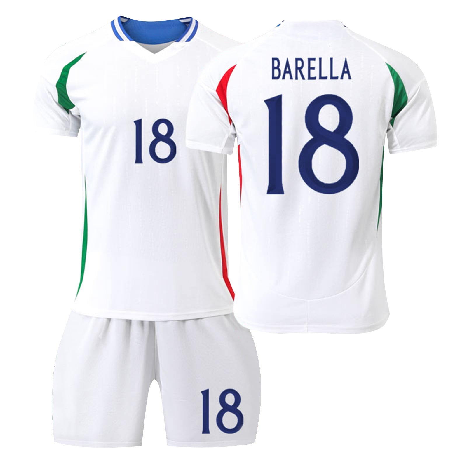 Sien 2425 Italy National Team Away Game White V Neck Soccer Jersey, #18 BARELLA Short Sleeve ...