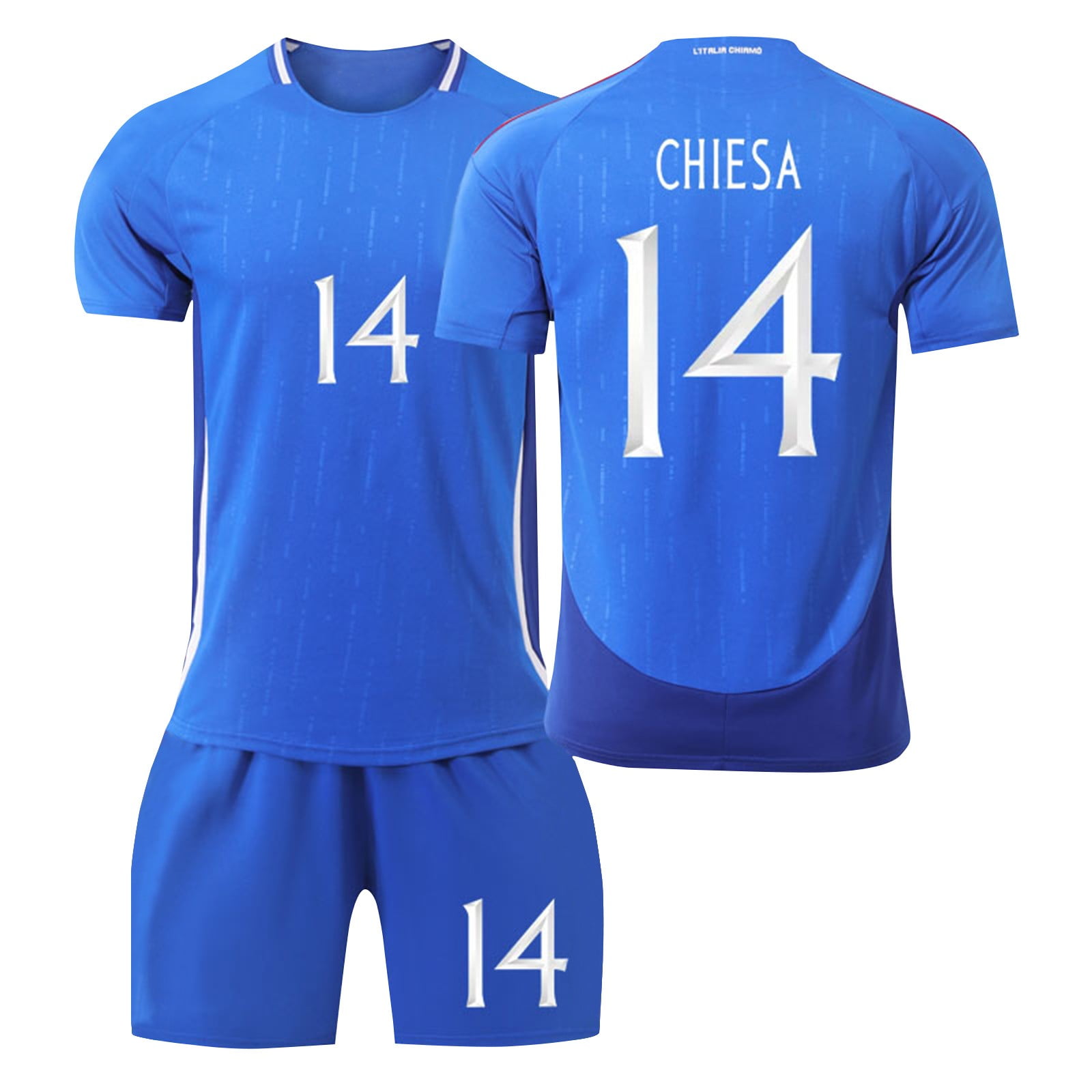 Sien 2425 Italy National Team Blue Soccer Jersey, #14 CHIESA Short Sleeve Summer Soccer Jersey ...