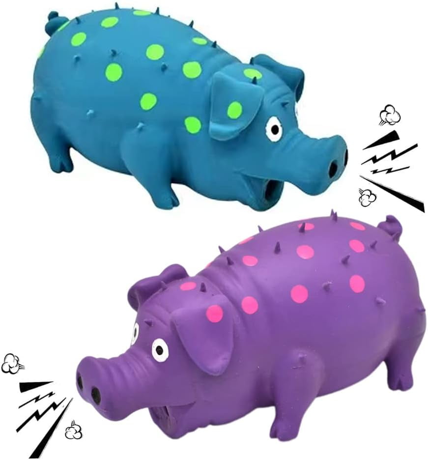 Sien Squeaky Pig Dog Toys, 2 Pack Grunting Pig Dog Toy That Oinks ...