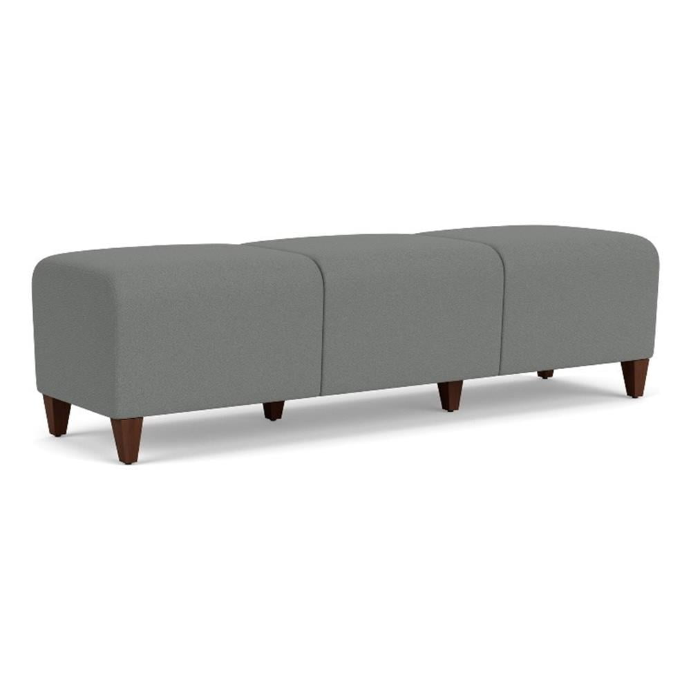 Siena 17.5" 3-Seat Lounge Reception Bench / Walnut Wood Legs / Light ...