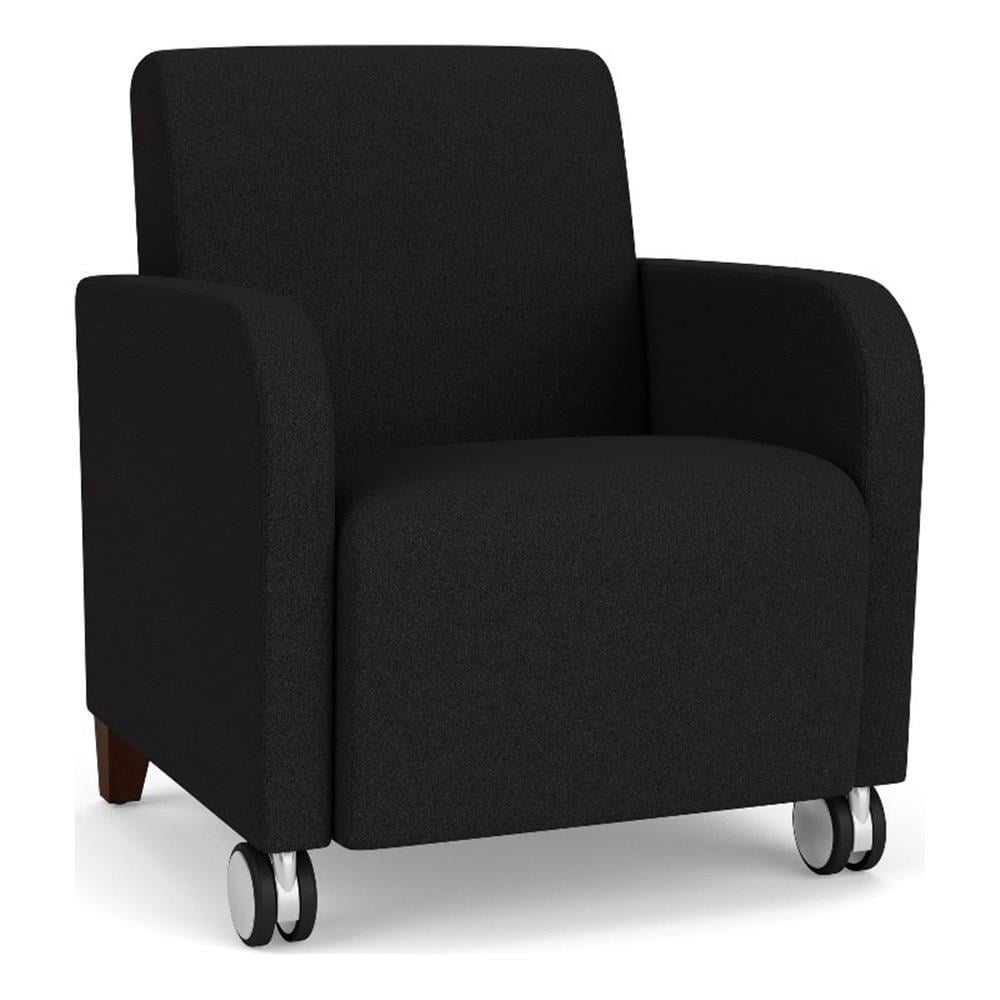 Siena 17.5" Lounge Reception Guest Chair / Casters / Walnut Wood Legs ...