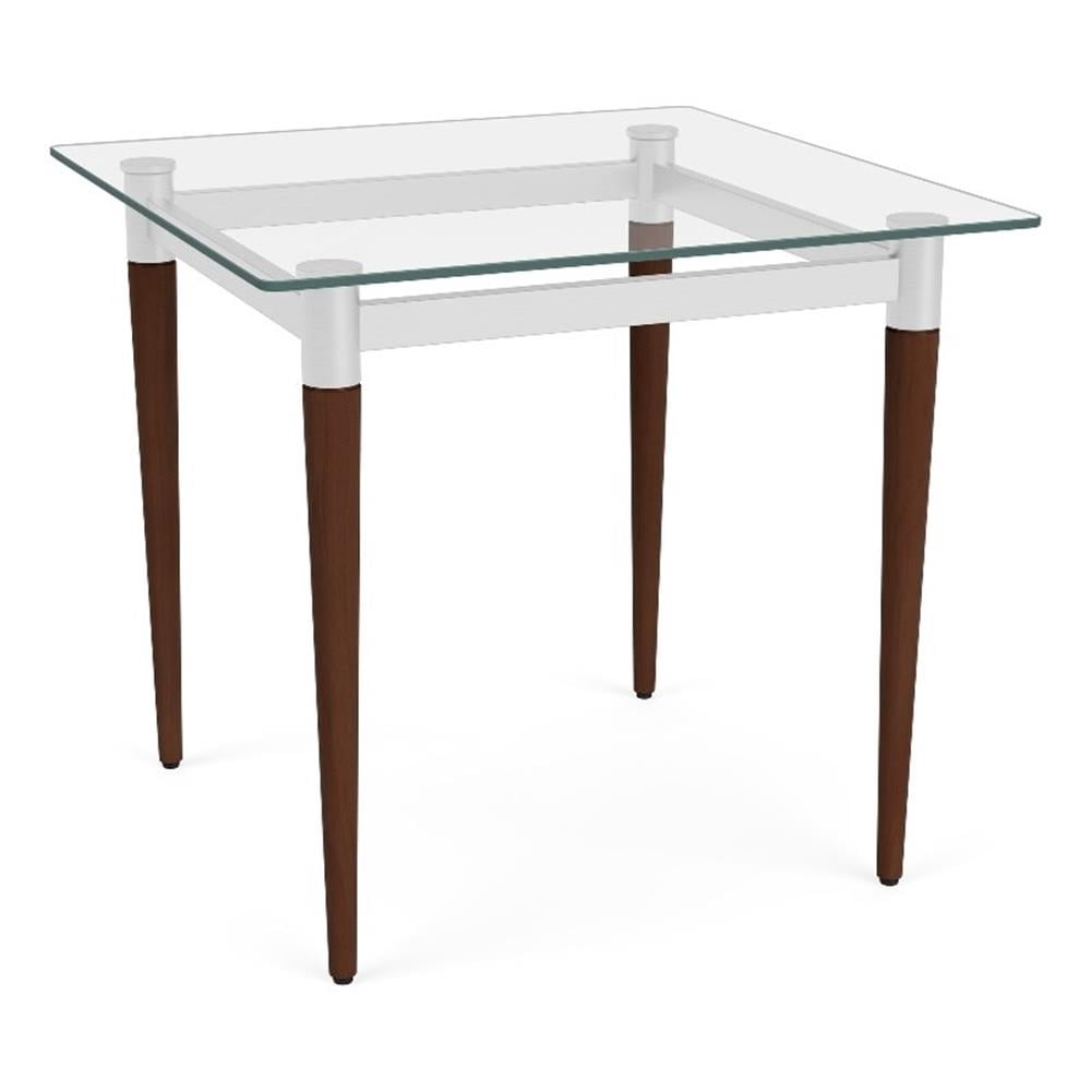 Siena 22x22" Lounge Reception Waiting End Table Glass Top / Walnut Wood ...