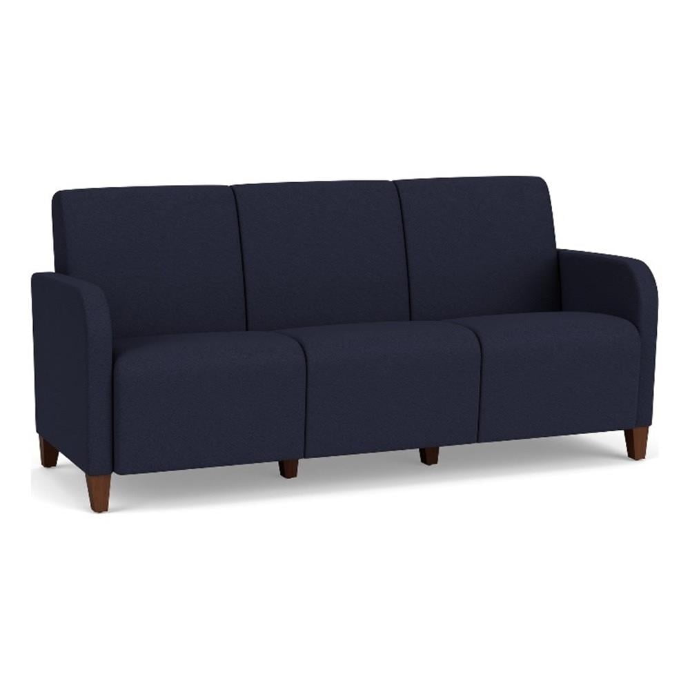 Siena 3-Seat Lounge Reception Tandem Seating / Walnut Wood Legs / Navy ...