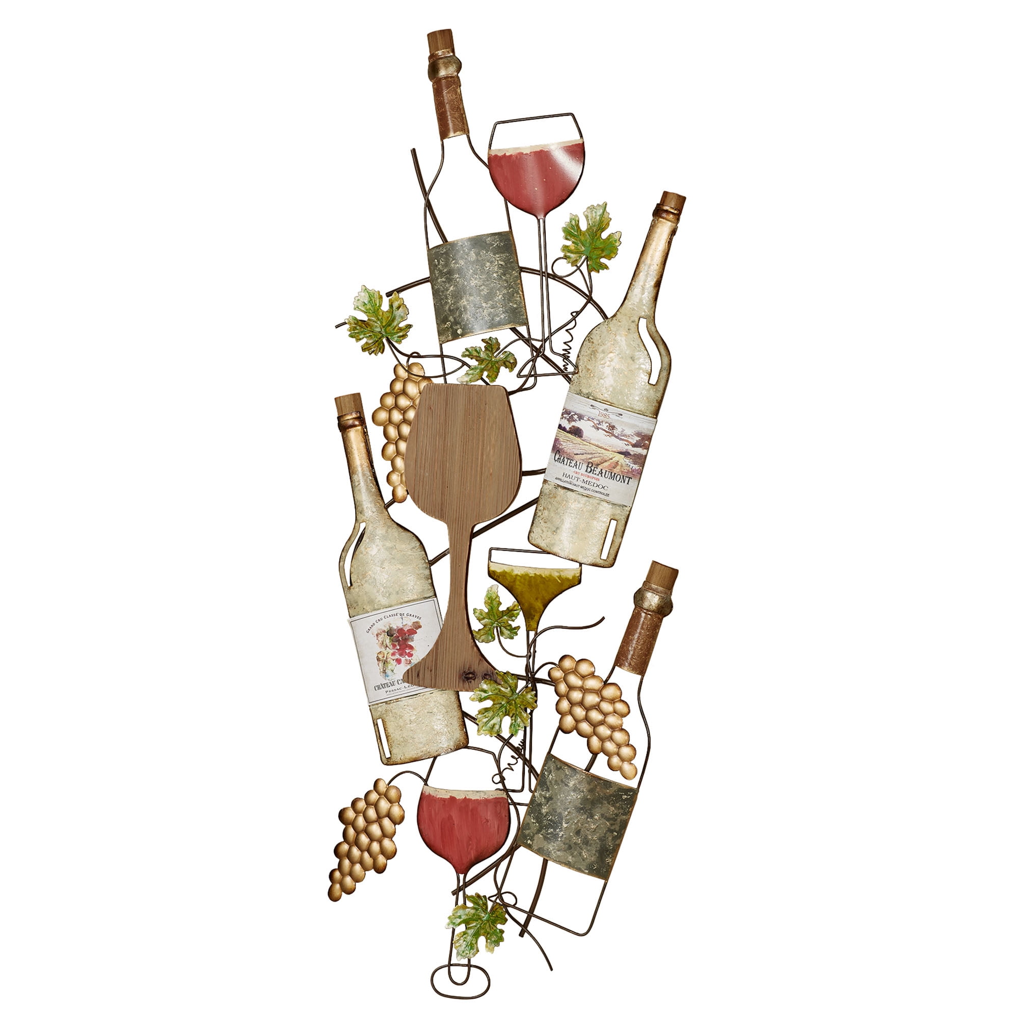 Siena Harvest Wine And Grapes Wall Art Red And Gray Tones 18”Wx3”Dx49”H ...