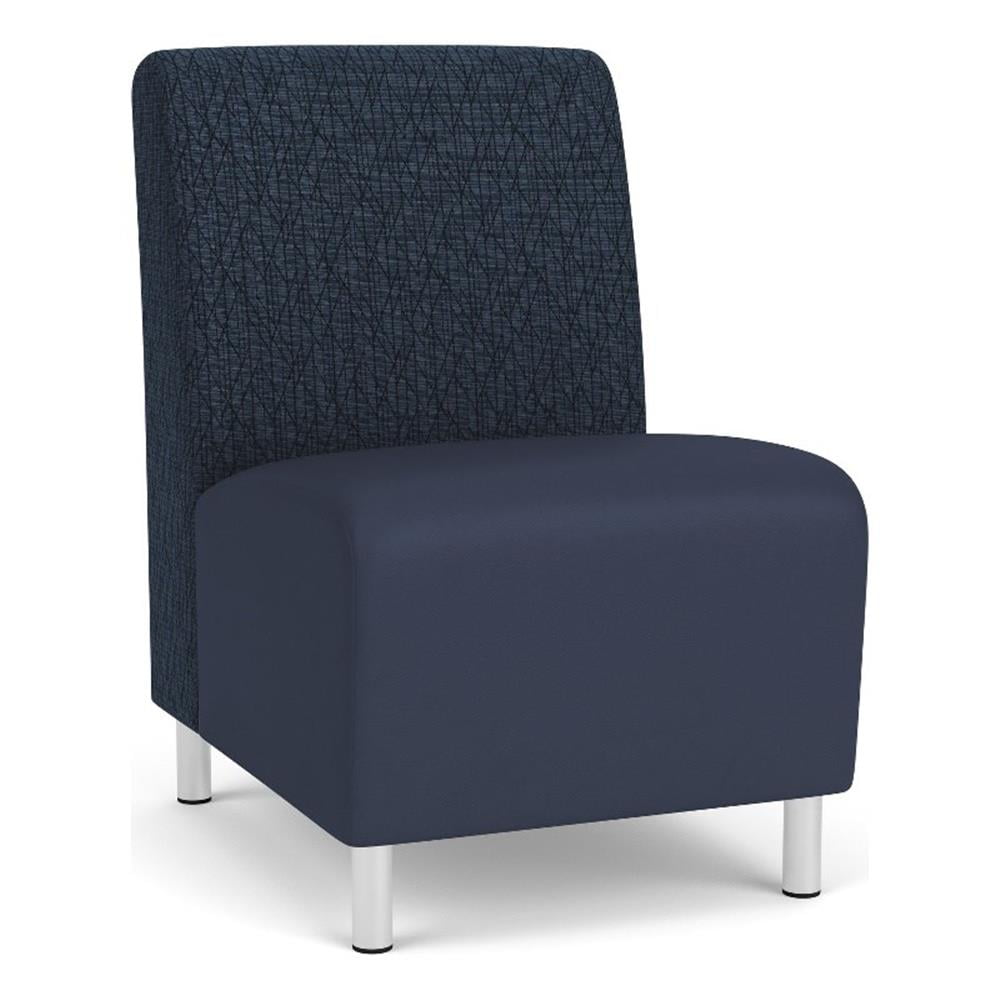 Siena Lounge Reception Armless Guest Chair / Brushed Steel Legs / Blue ...