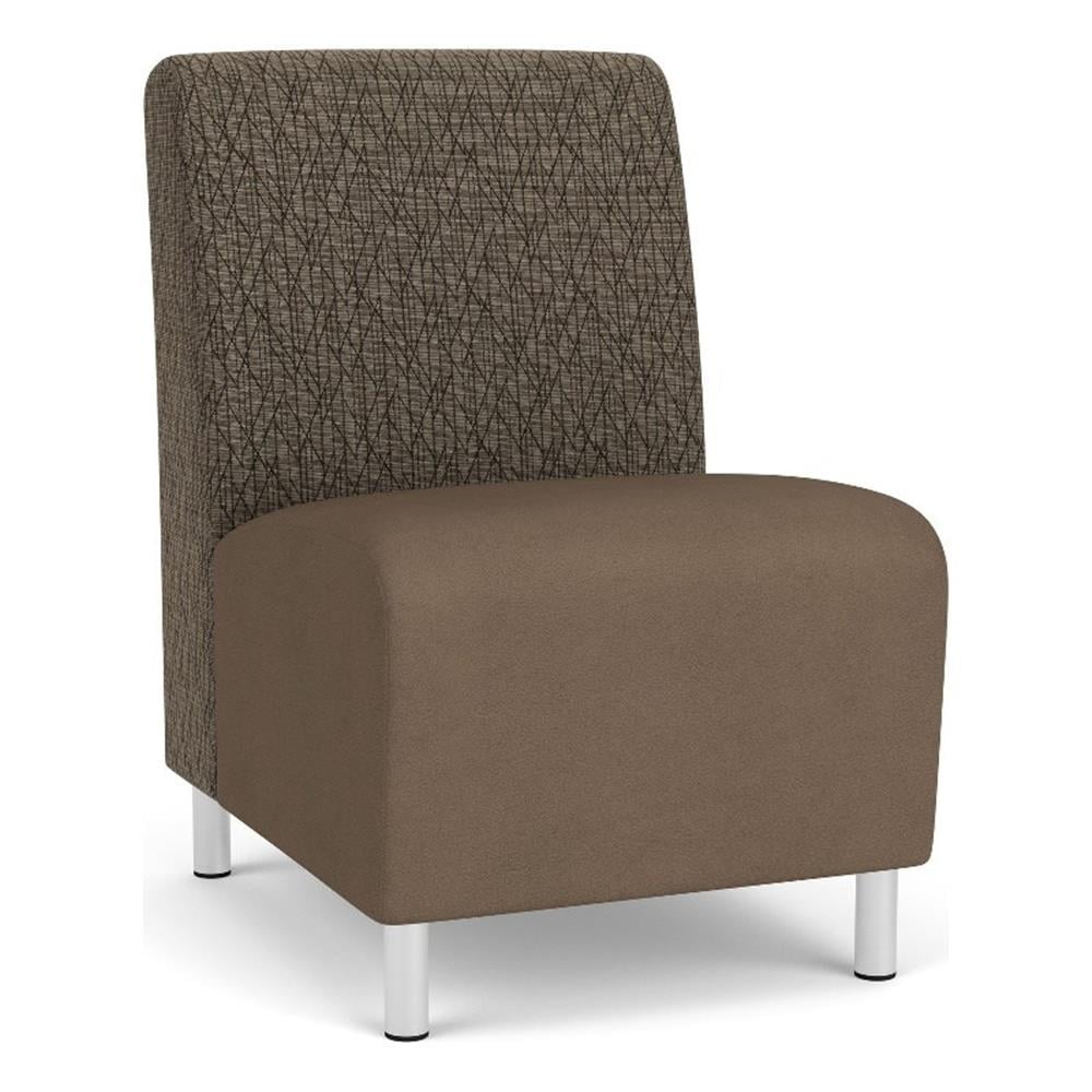 Siena Lounge Reception Armless Guest Chair / Brushed Steel Legs / Brown ...