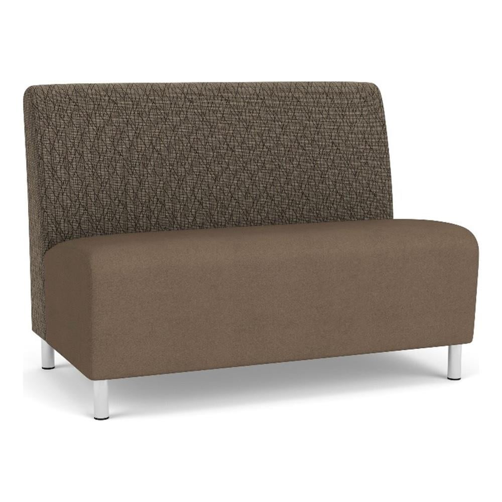 Siena Lounge Reception Armless Loveseat / Brushed Steel Legs / Brown ...