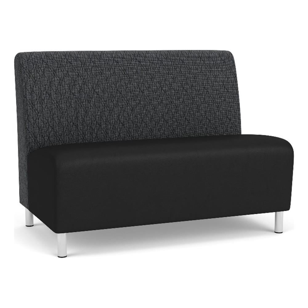 Siena Lounge Reception Armless Loveseat / Brushed Steel Legs / Dark ...