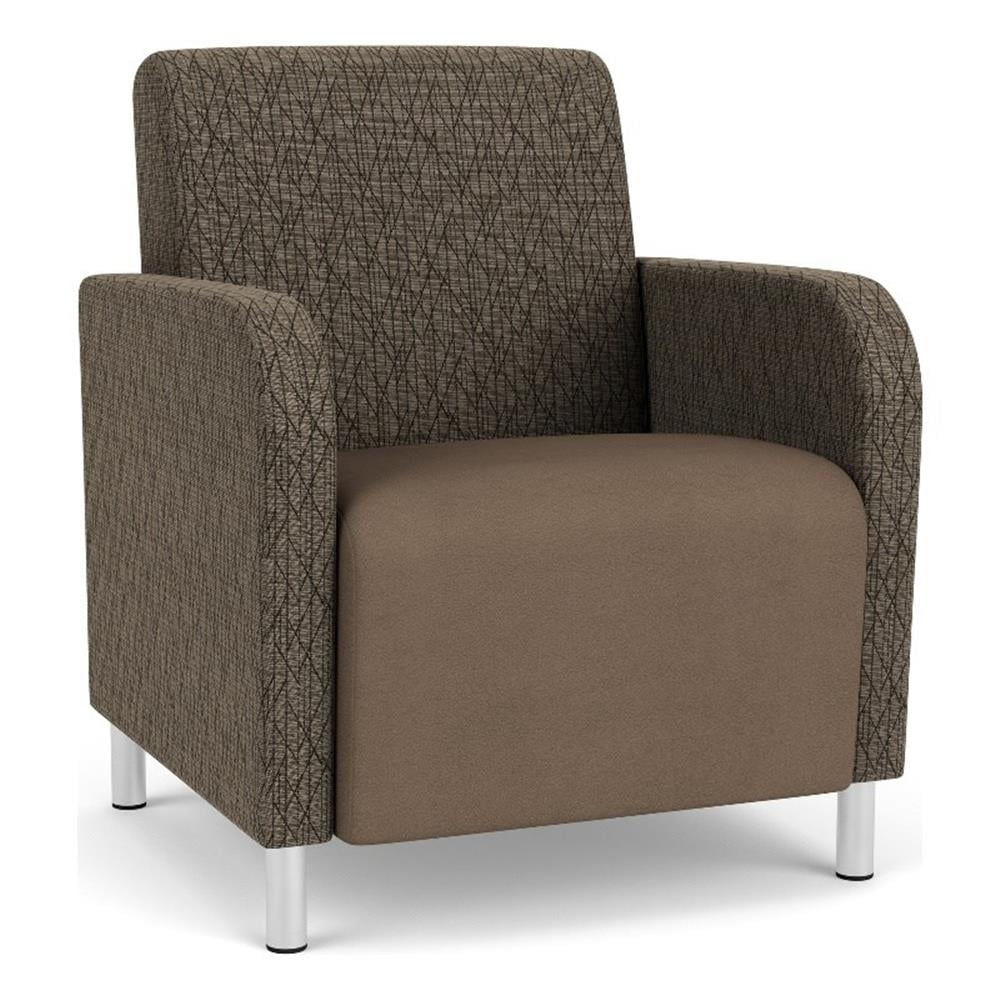 Siena Lounge Reception Guest Chair / Brushed Steel Legs / Brown / Brown ...