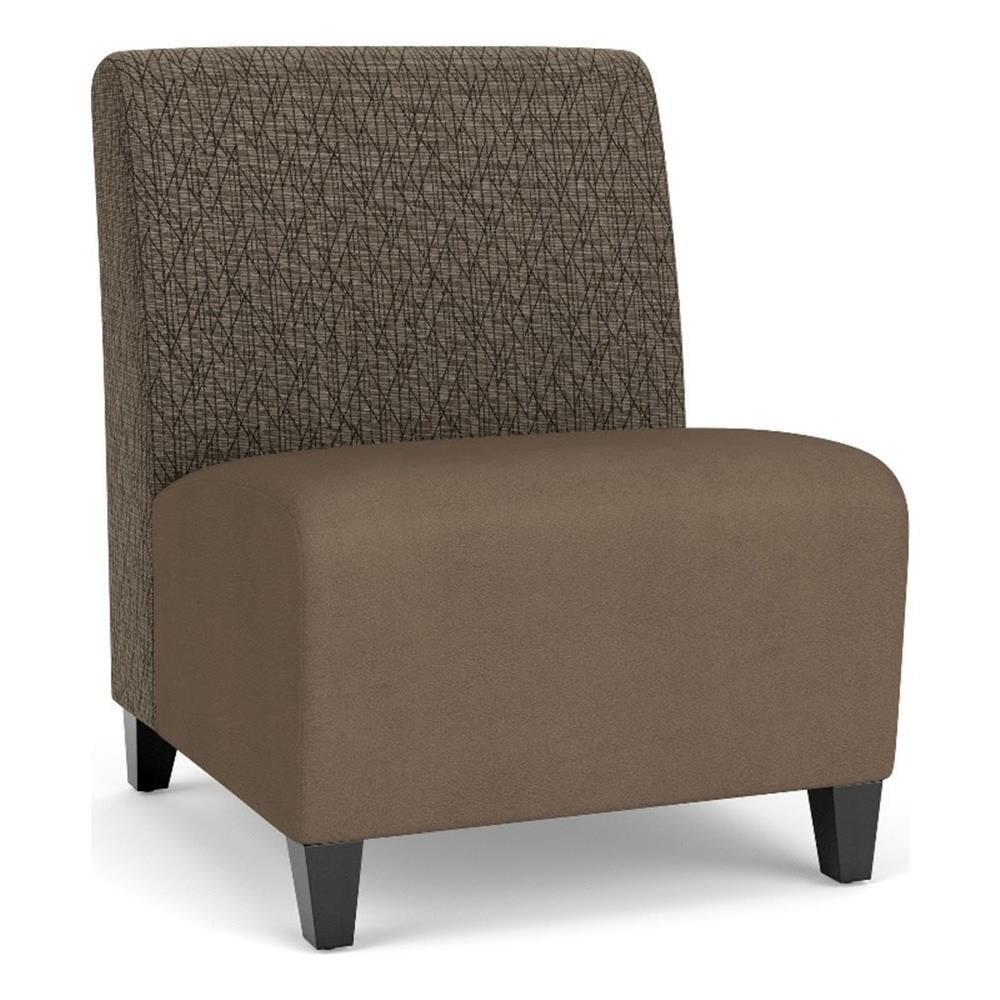 Siena Reception Armless Oversize Guest Chair / Black Steel Legs / Brown ...