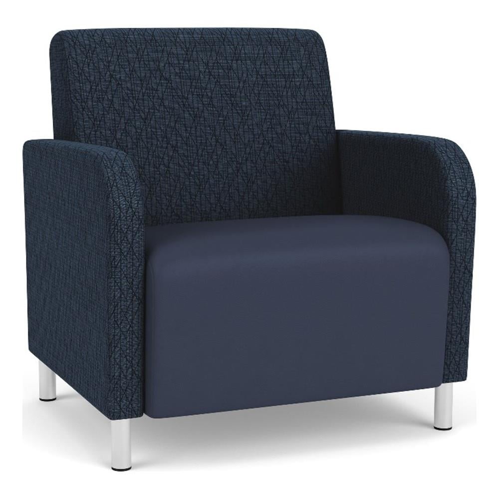 Siena Reception Oversize Guest Chair / Brushed Steel Legs / Blue / Dark ...