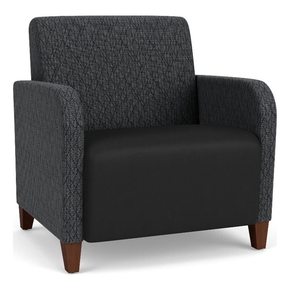 Siena Reception Oversize Guest Chair / Walnut Wood Legs / Black / Dark ...