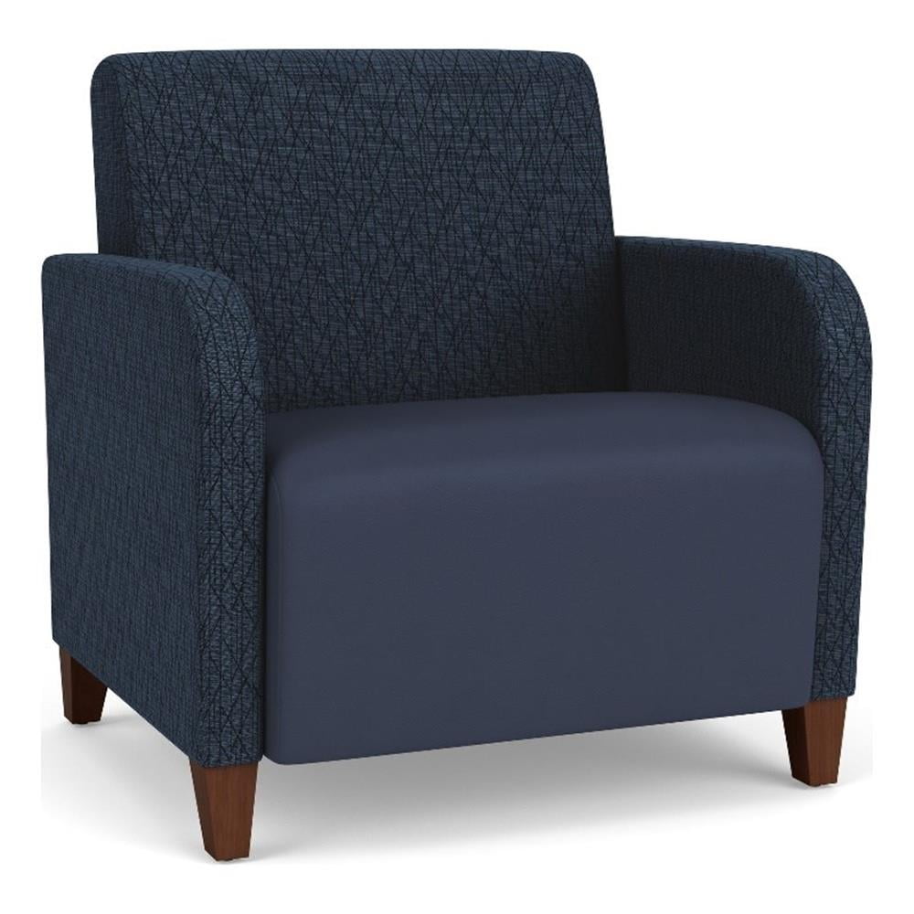 Siena Reception Oversize Guest Chair / Walnut Wood Legs / Blue / Dark ...