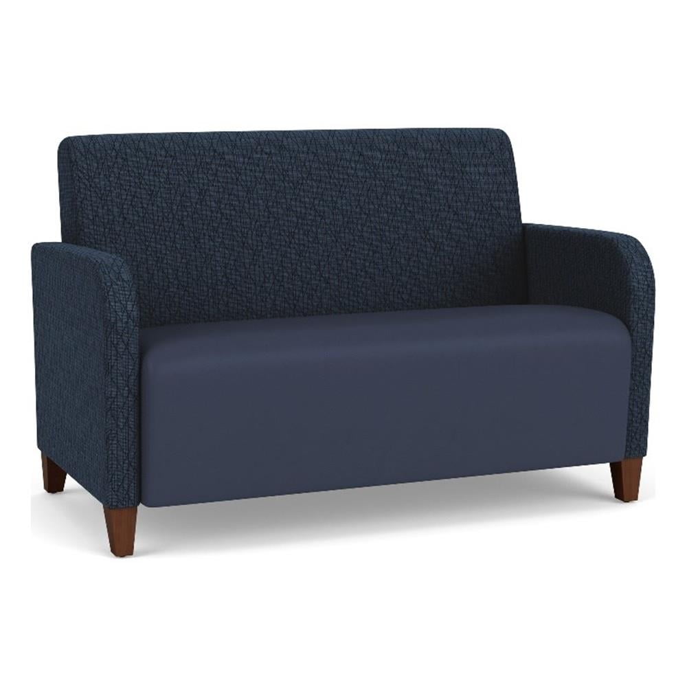Siena Reception Reception Loveseat / Walnut Wood Legs / Blue / Dark ...