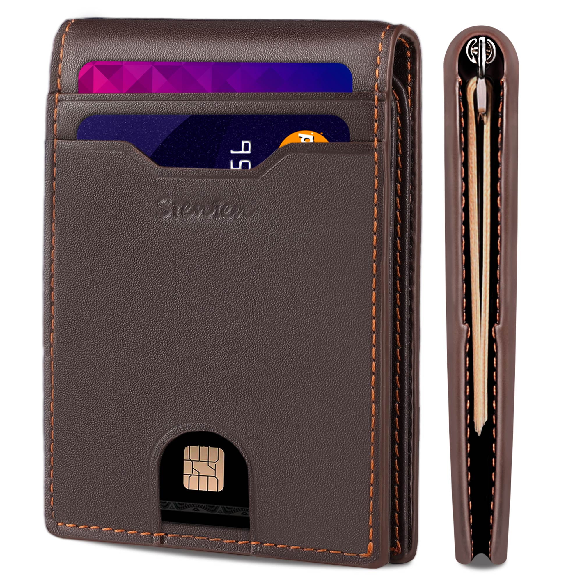 Sienien RFID Blocking Slim Wallet For Men Bifold Genuine Leather Thin ...