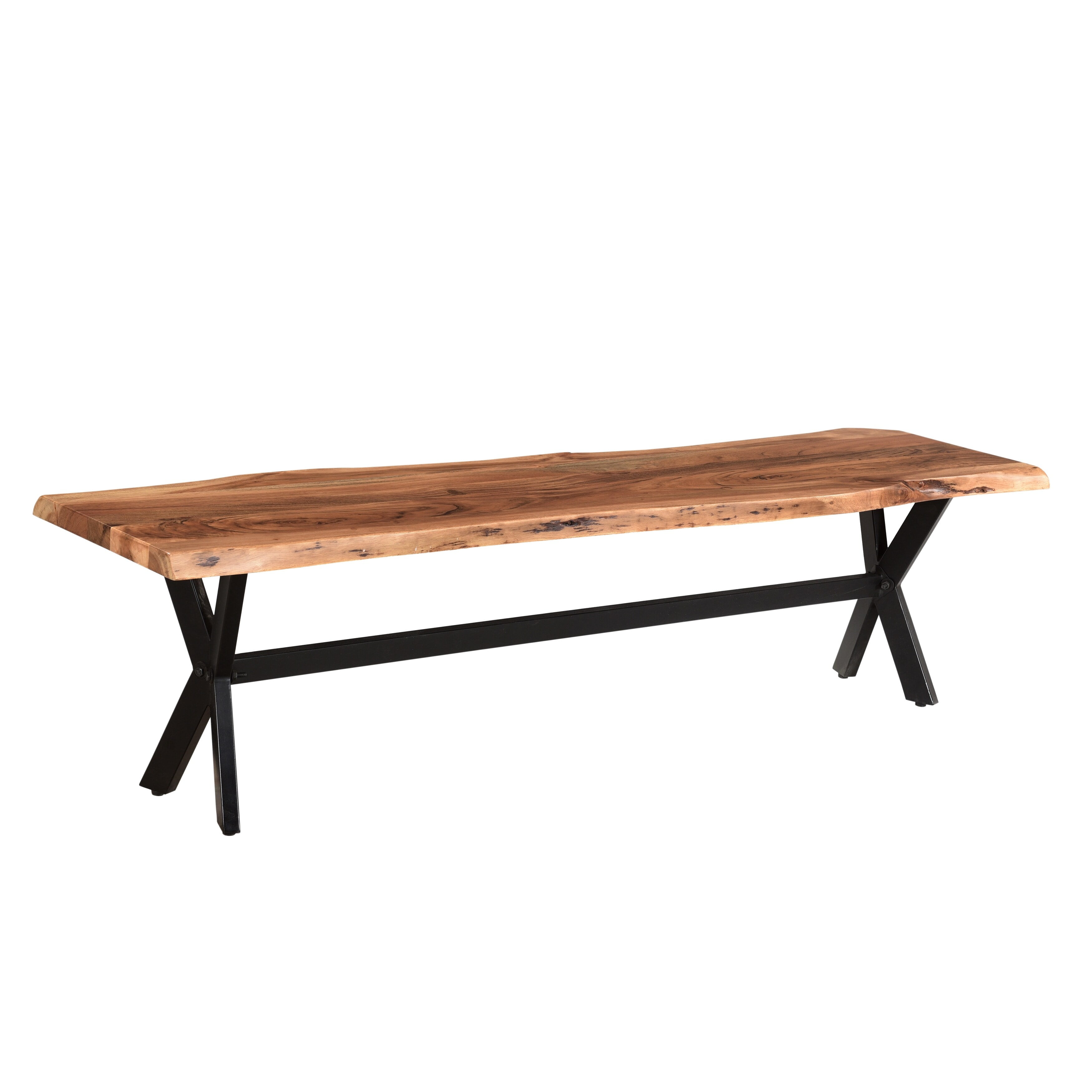 Sienna 69" Live Edge Wood X-leg Dining Bench - Walmart.com