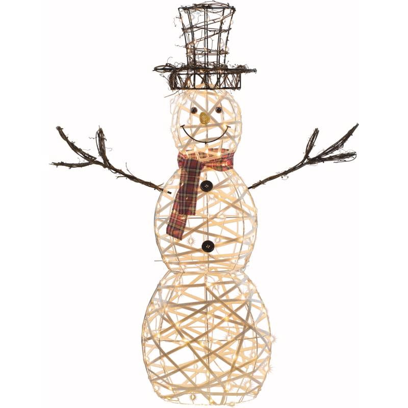 Sienna 9465063 48 in. 3D Wire Snowman Christmas Decoration White Metal ...