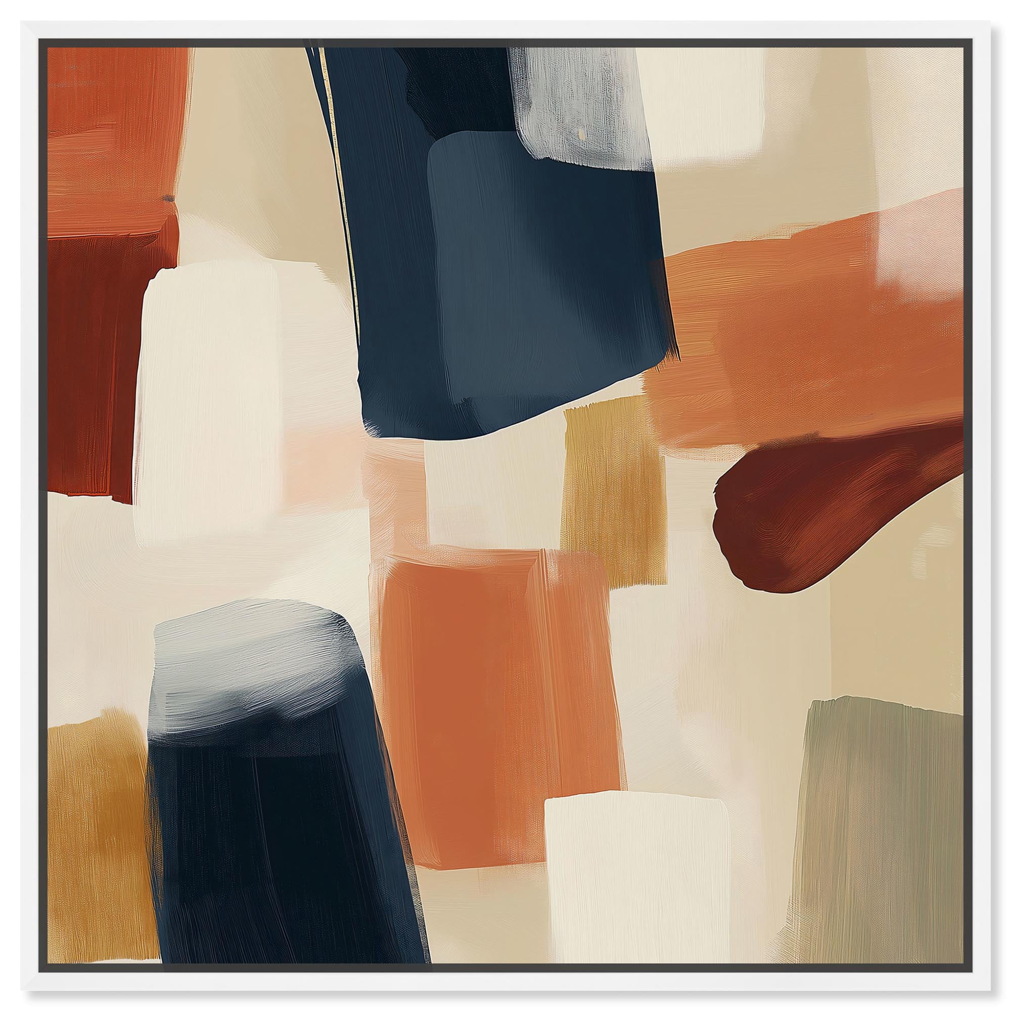 Sienna Shift Canvas Boho Abstract Art by Art Remedy, White Frame, 20 x ...