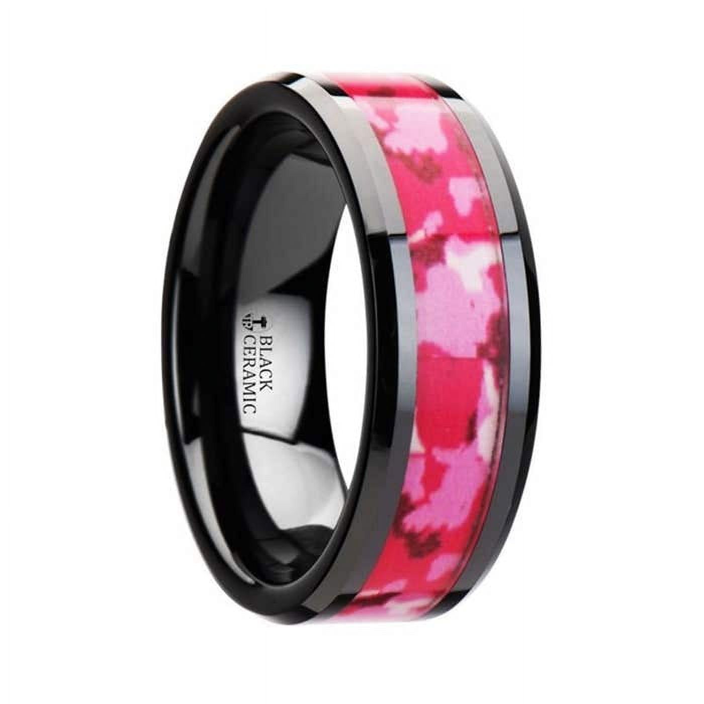 Sierra Black Ceramic Ring With Pink And White Camouflage Inlay ...