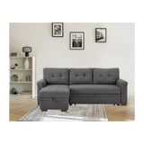 Lilola Home Sierra Dark Gray Fabric Sleeper Sectional Sofa, Reversible ...