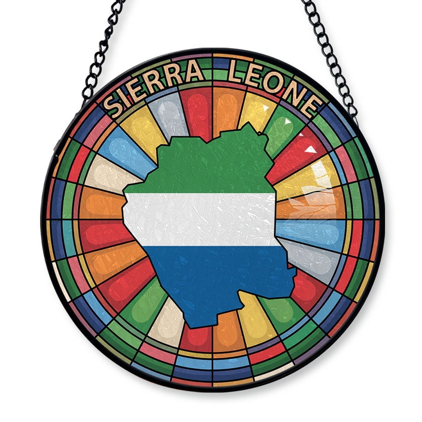 Sierra Leone Travel Decor Suncatcher Stained Glass Window Hanging, Gift ...
