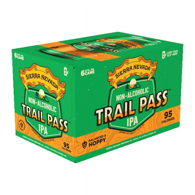 Sierra Nevada Trail Pass Non-Alcoholic IPA Craft Beer, Alcohol Free, 6 ...