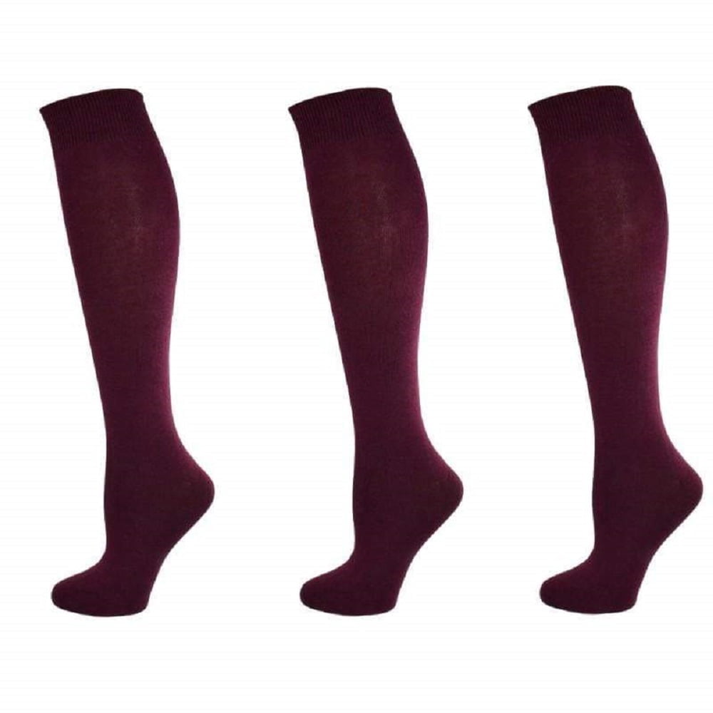 Sierra Socks Girls' Knee High Cotton School Uniform Socks, 3 Pairs ...