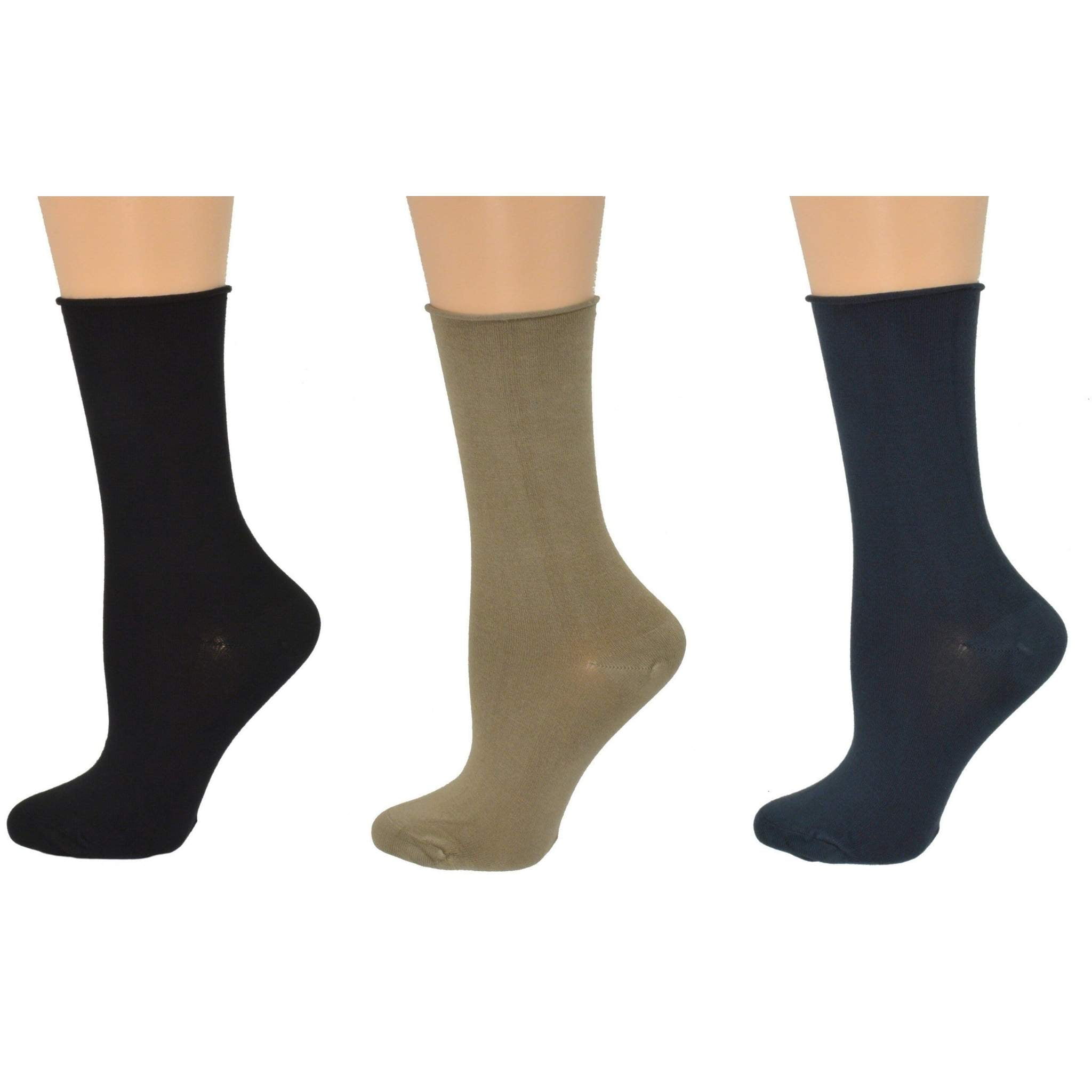 Sierra Socks Women's Bamboo Crew Socks, Colorful Roll Top Crew Socks ...