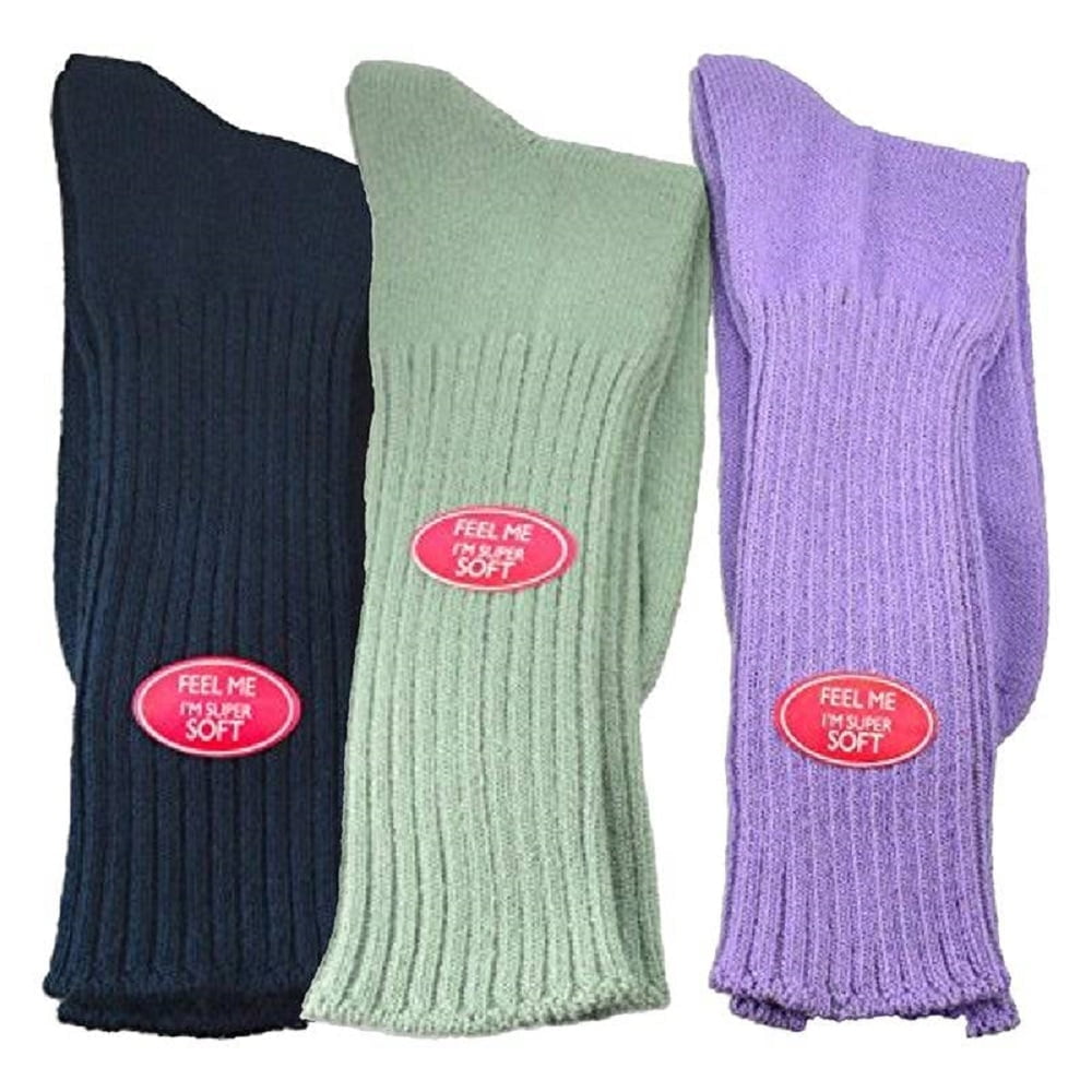 Sierra Socks Women’s Acrylic Ribbed Crew Socks, School Uniform Style, 3 ...