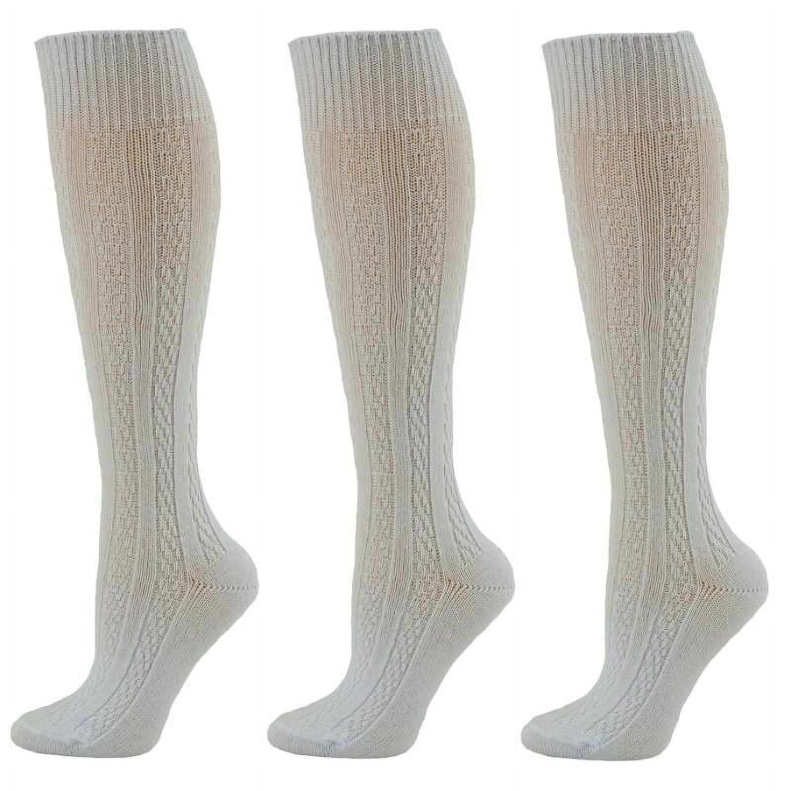 Sierra Socks Women's School Uniform Cotton Cable Knit Knee High 3 Pair ...