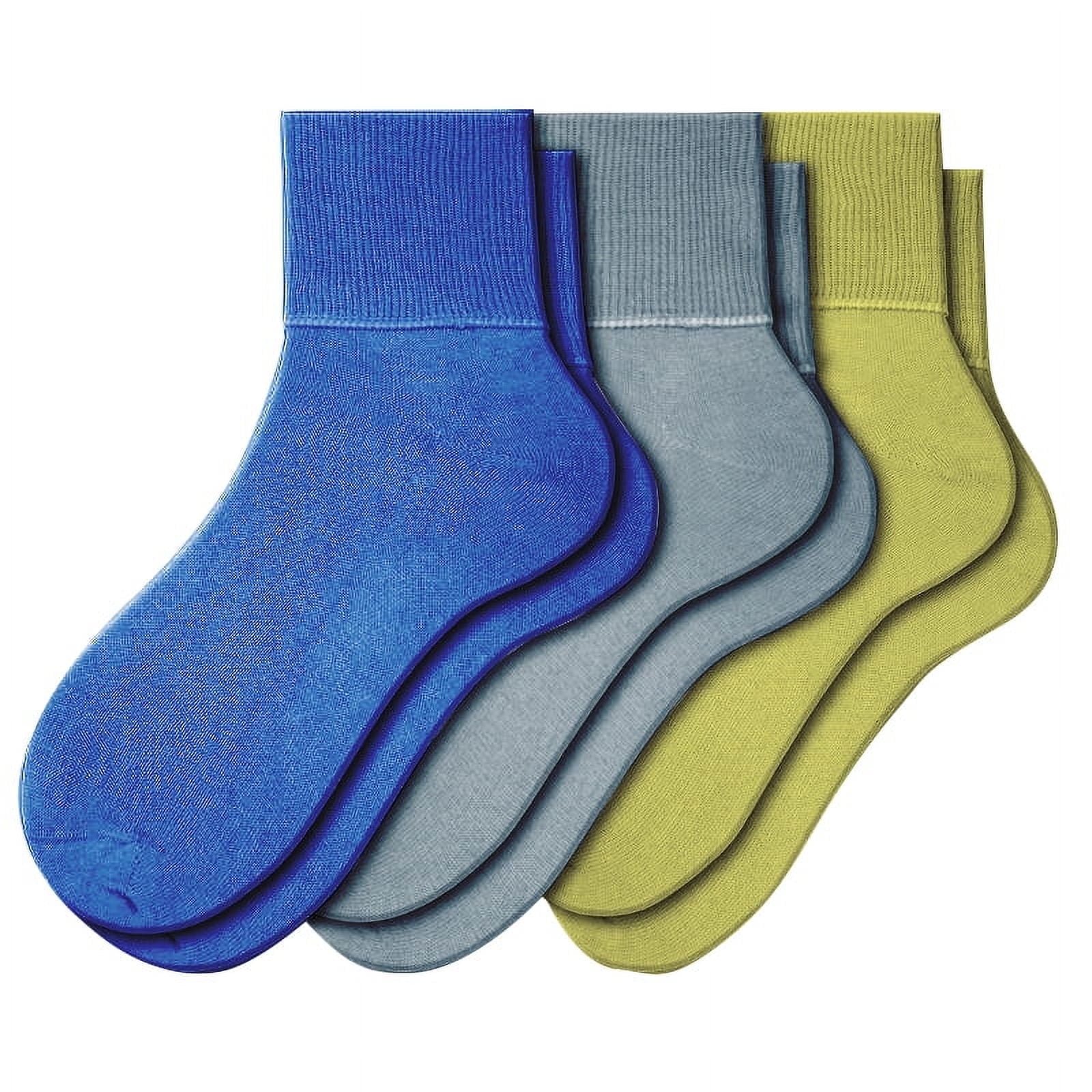 Sierra Socks Women's Diabetic 3 Pair 100% Cotton Ankle Turn Cuff ...