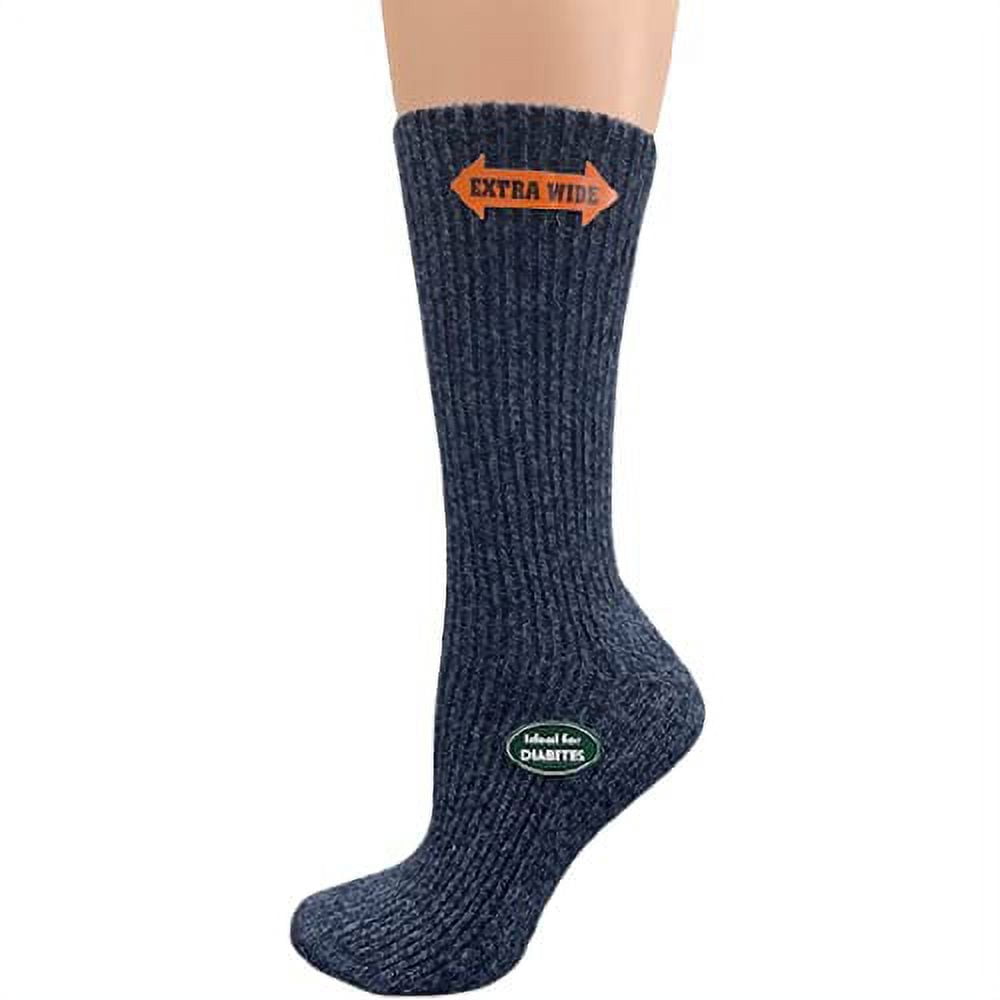 Sierra Socks Women's Diabetic Wool Crew Socks, 1 Pair, Extra Wide Calf ...