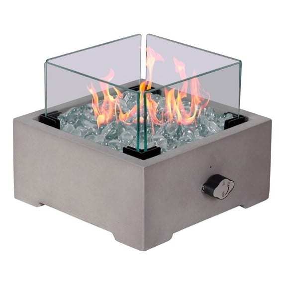 Sierra Square Concrete Transitional Table Top Fire Pit in Gray Finish ...
