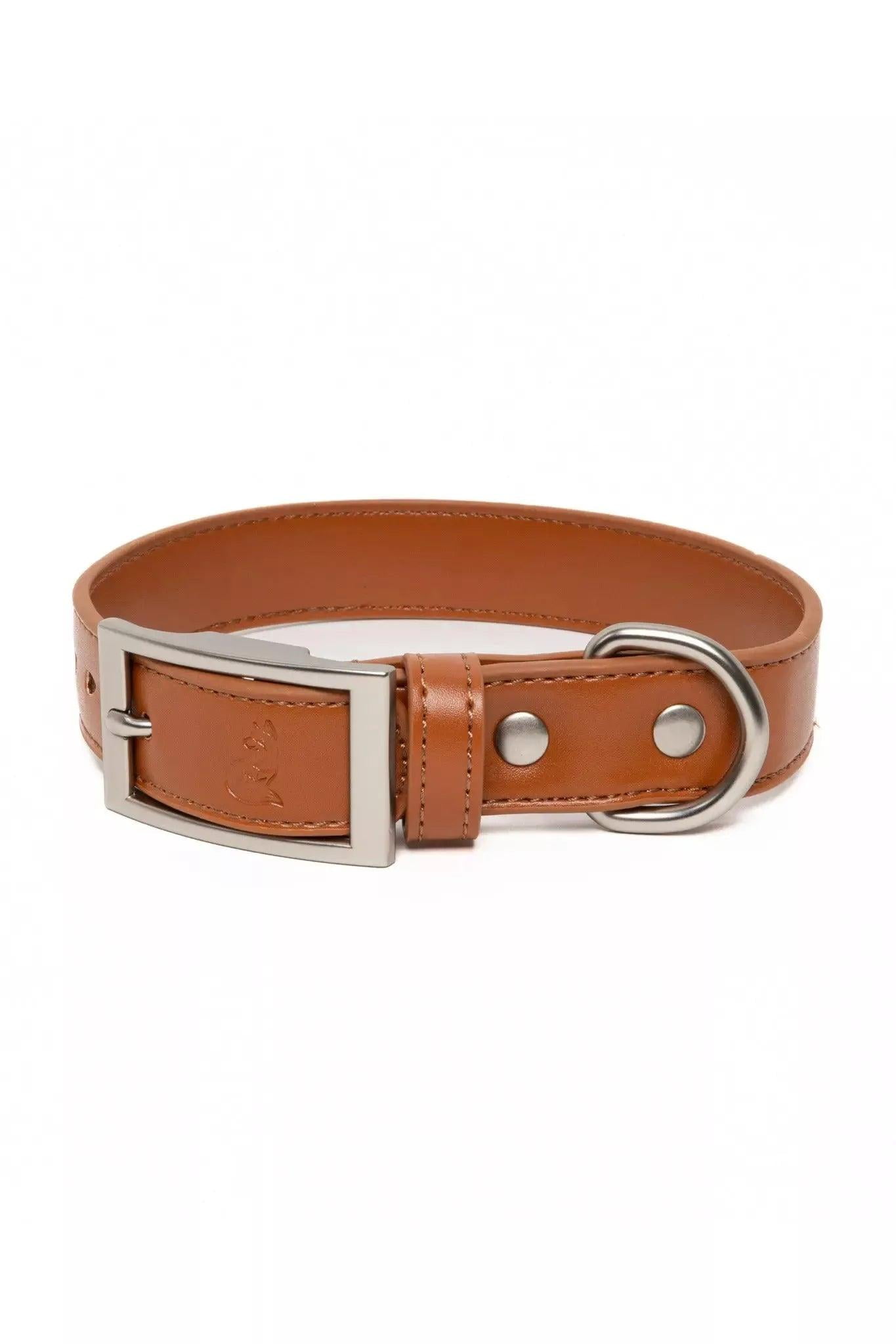 Aria the Fox Vegan Leather Dog Collar, 13 - 15 Inch, Brown, Sierra ...