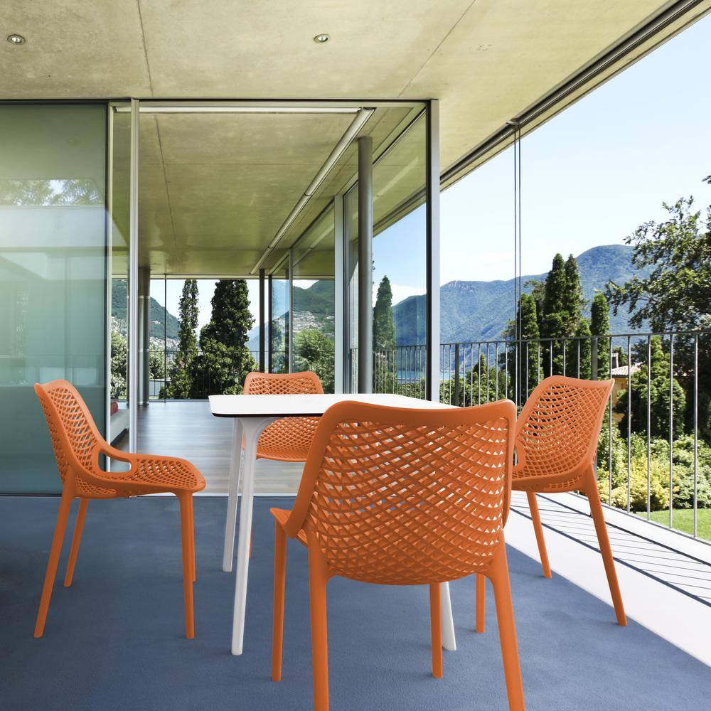 Compamia Air Maya Square Dining Set with White Table and 4 Orange ...