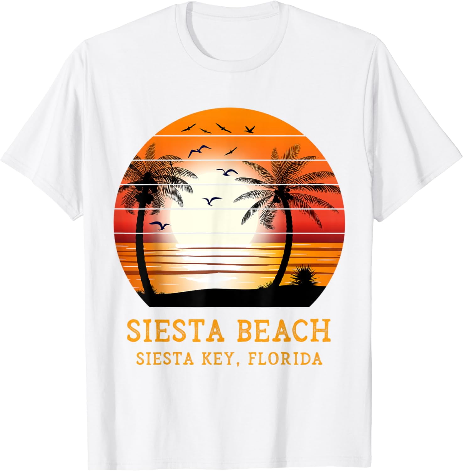 Siesta Beach Siesta Key Florida Vintage Sunset Retro Summer T-Shirt ...