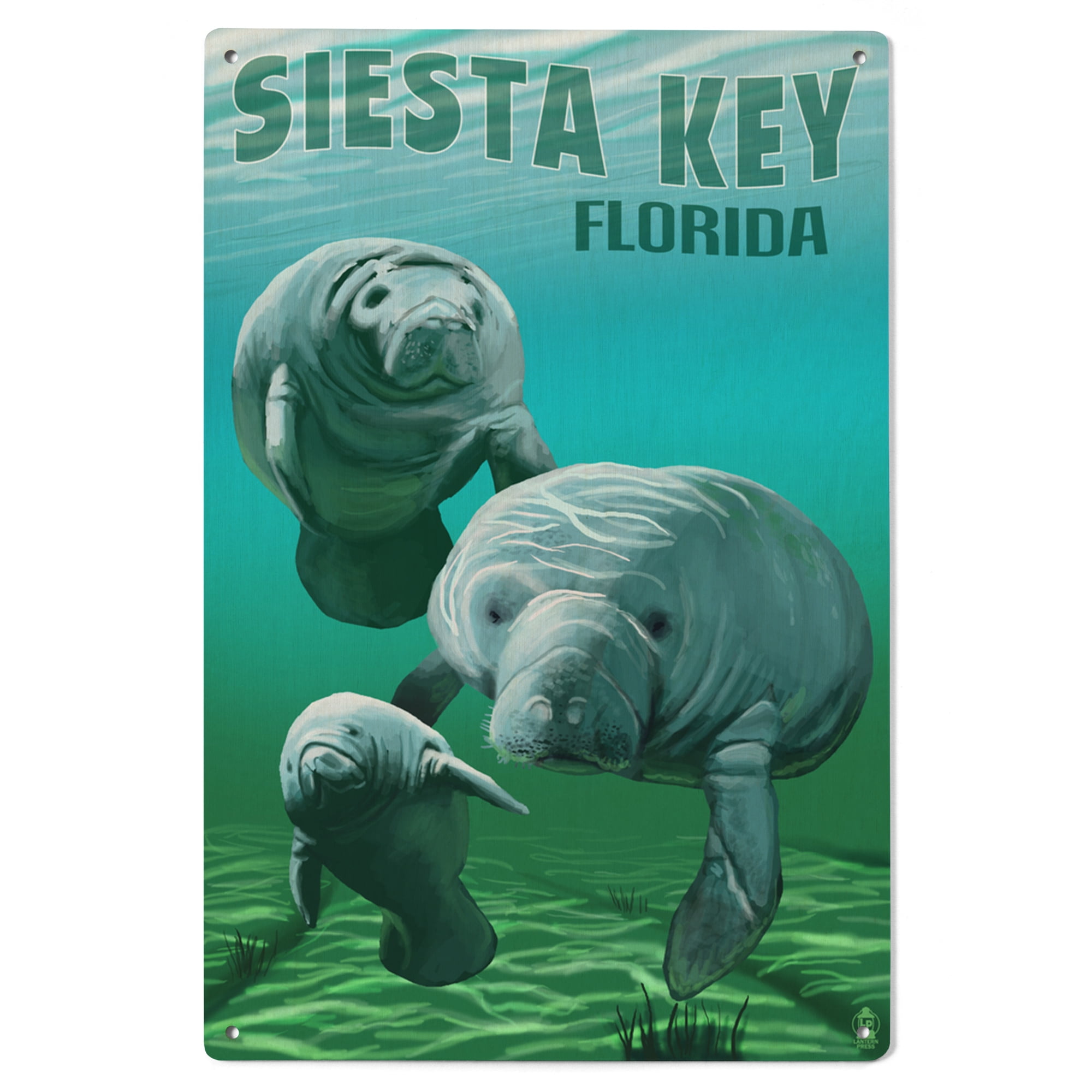 Siesta Key, Florida, Manatees Birch Wood Wall Sign (6x9 Rustic Home ...