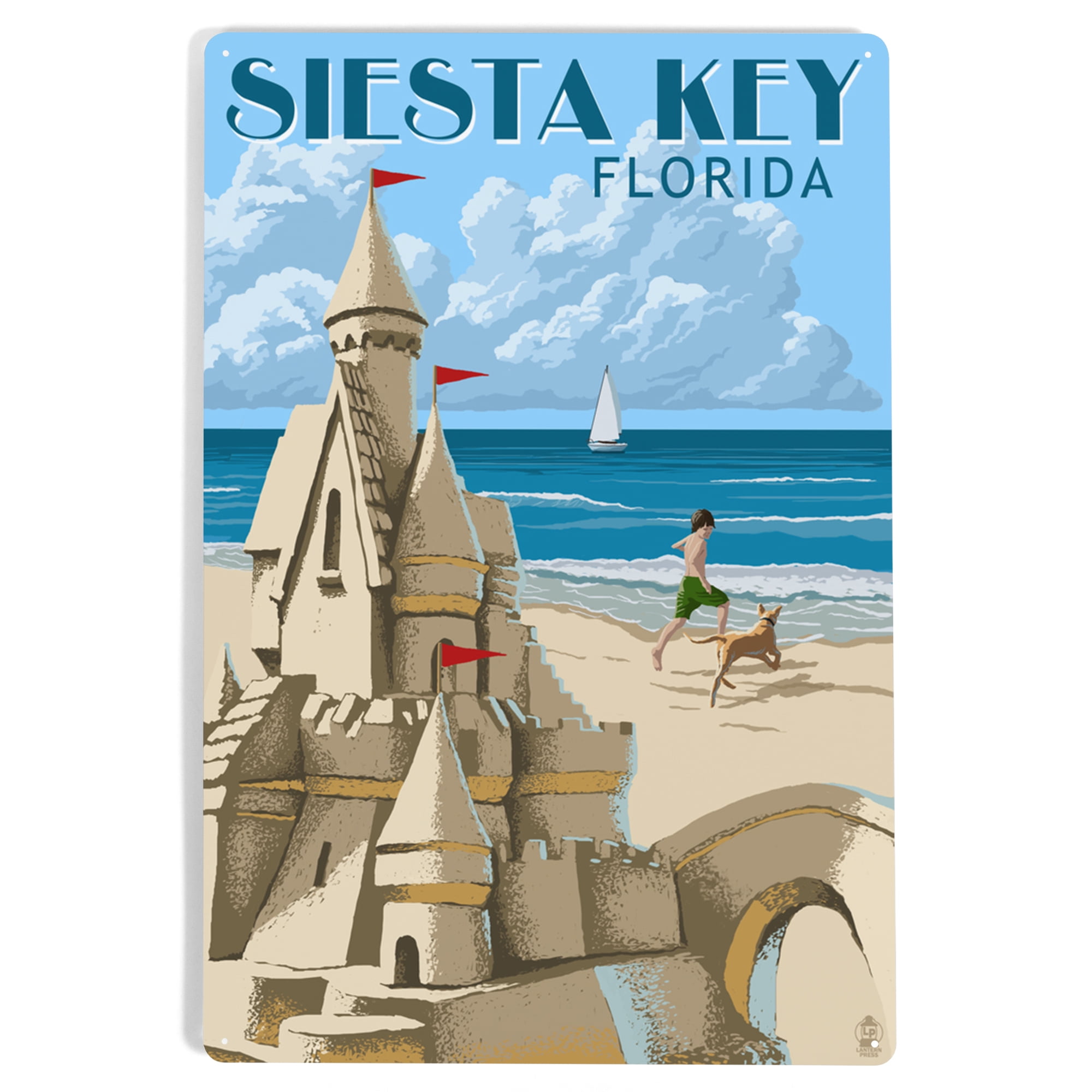 Siesta Key, Florida, Sandcastle (12x18 Aluminum Art, Indoor Outdoor ...