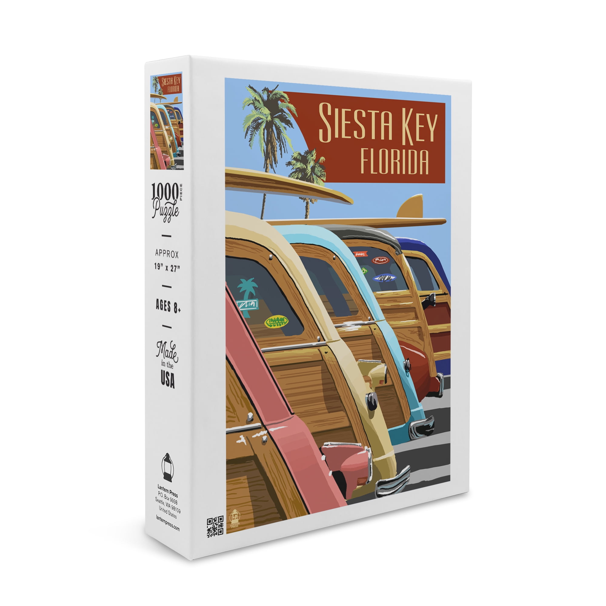 Siesta Key, Florida, Woodies Lined Up (1000 Piece Puzzle, Size 19x27 ...