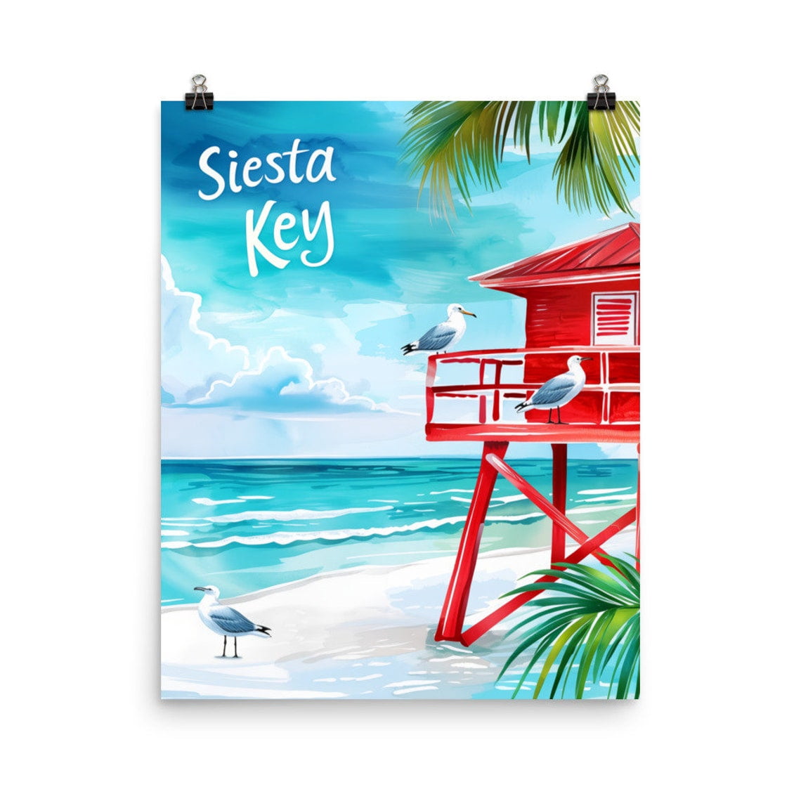 Siesta Key Print, Florida Coastal Wall Art, Gulf Of Mexico Beach Decor ...