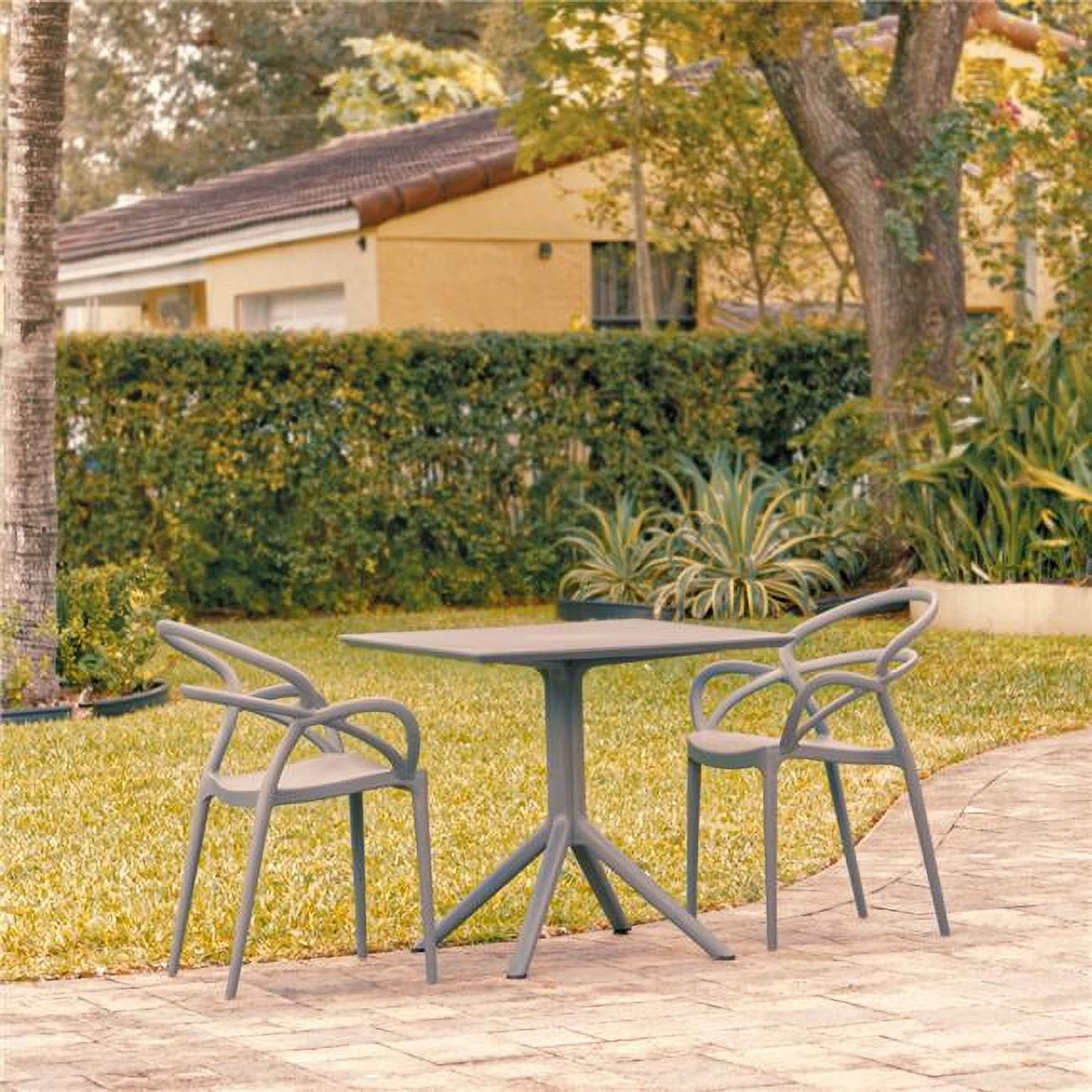 Siesta Mila Patio Dining Set with 2 Arm Chairs Dark Grey - Walmart.com