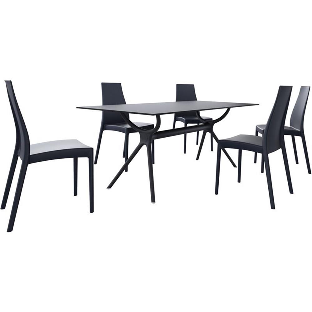 Siesta Miranda Dining Set with 6 Chairs Black - Walmart.com