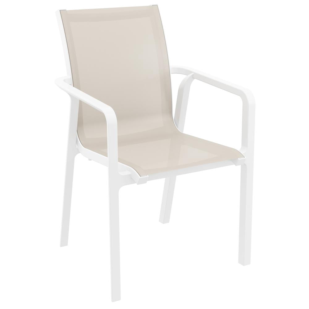 Compamia Pacific Sling Arm Chair White Frame Taupe Sling, Set of 2 ...
