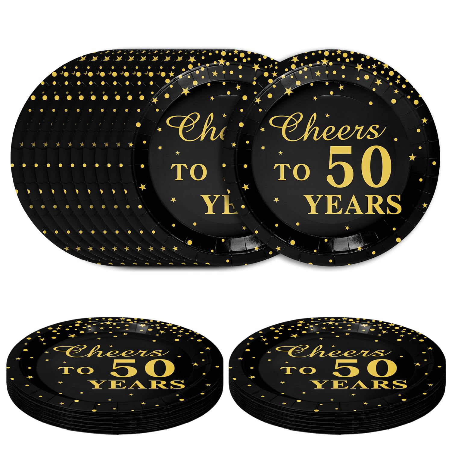 SietDESEO 50 PCS Cheers MMF7 to 50 Years Paper Plates 7 Inch Disposable ...
