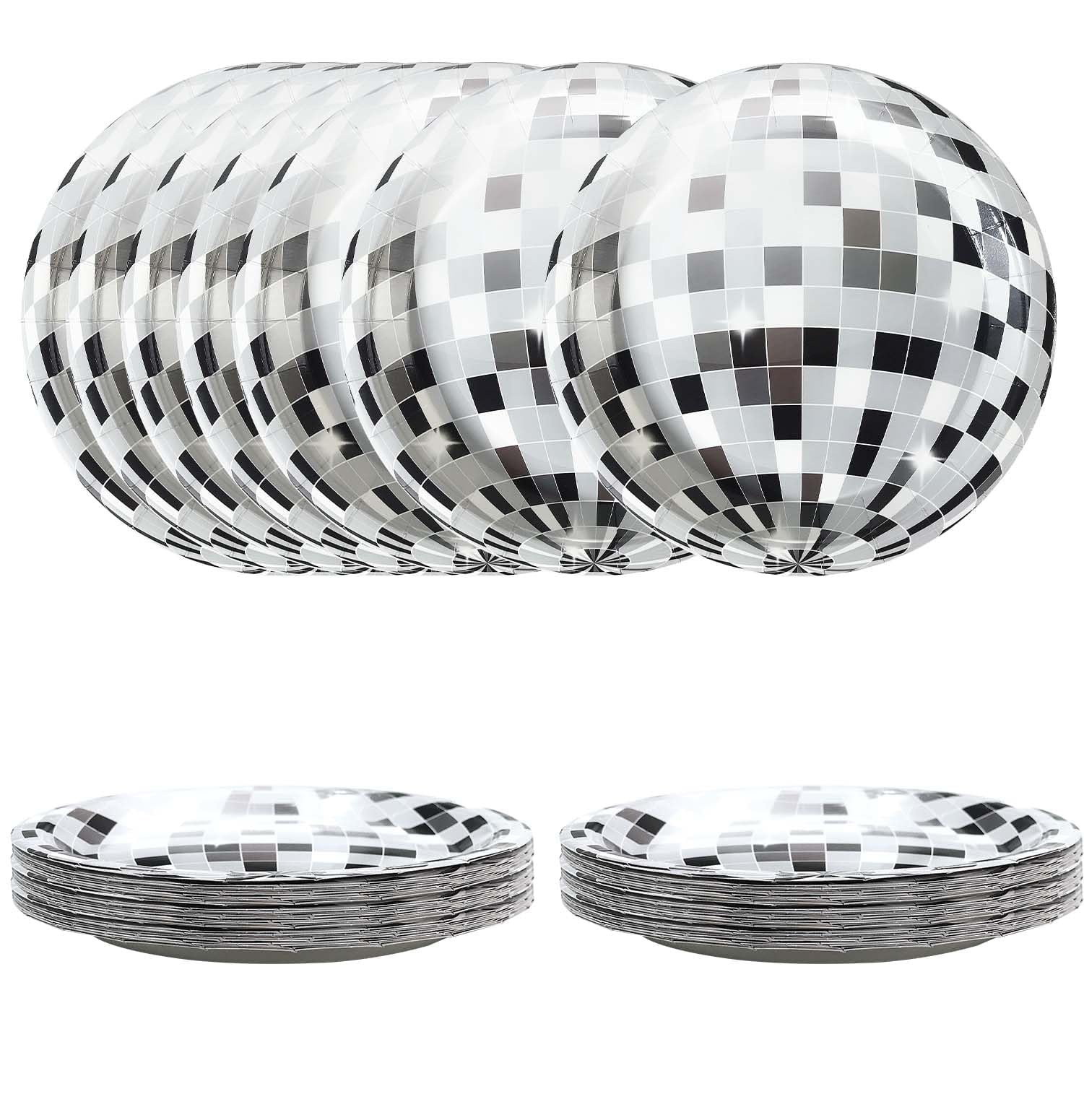 SietDESEO 50 PCS Disco Ball Plates 7 Inch Disco Paper Plates for ...