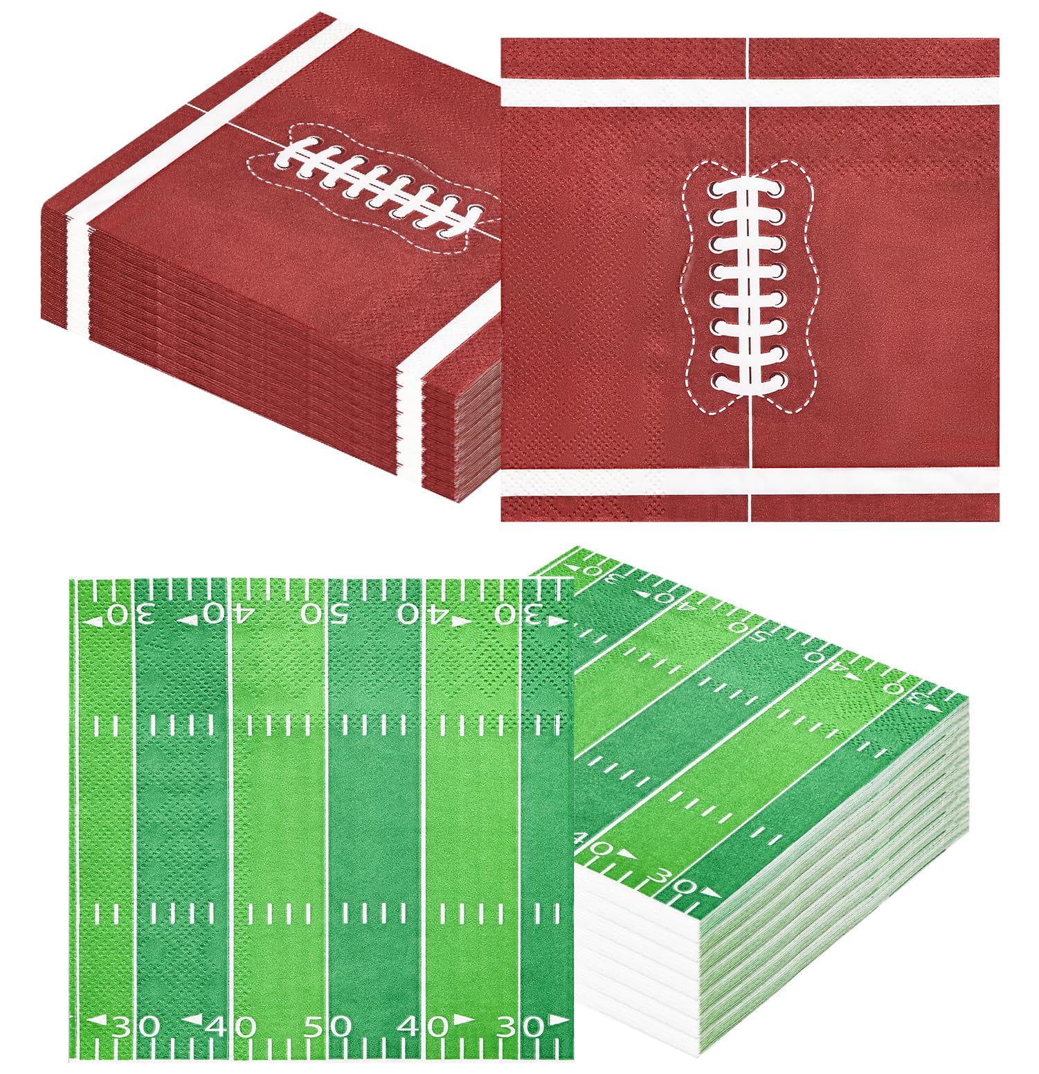 SietDESEO 50 Pieces 3-ply Football Napkins Disposable Folded 5 x 5 ...